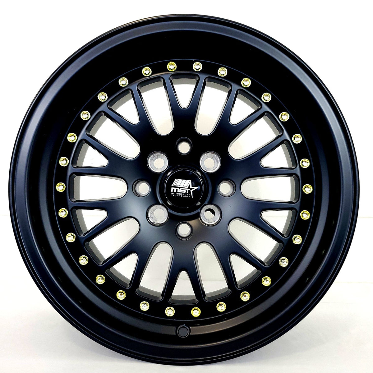 MST Wheels - MT10 Matte Black Gold Rivets 15x8 – VID Wheels